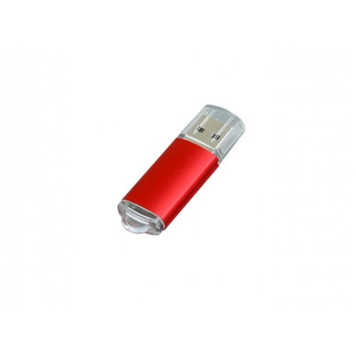 Металлическая флешка с прозрачным колпачком (8 Гб / GB USB 2.0 Красный/Red 018 Simple VF- 675)