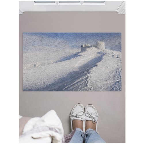 Придверный коврик в прихожую JoyArty "Снежный замок" для обуви, на резиновой основе, 75x45 см