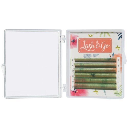 Lash&Go Цветные ресницы для наращивания Светло-Зеленый C/0,10/7-12 mm (6 линий)/ Цветные ресницы для наращивания Лэш энд Гоу