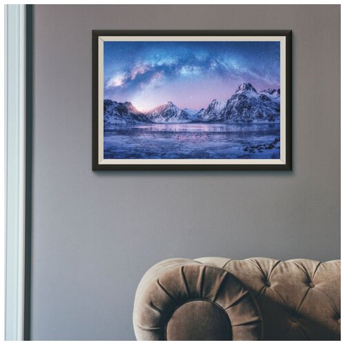 Постер Млечный путь, горы, озеро, Норвегия 50х40 см в тубусе ПолиЦентр