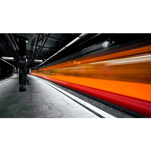Картина на холсте 110x60 LinxOne "Город поезд метро" интерьерная для дома / на стену / на кухню / с подрамником