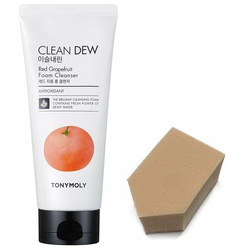TONY MOLY CLEAN DEW Пенка для умывания (грейпфрут), 180мл + спонж