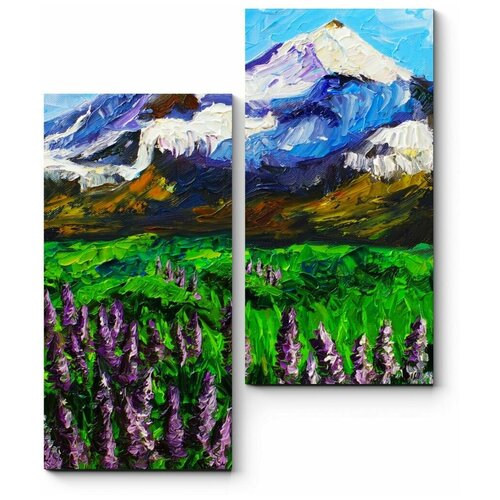 Модульная картина Горы, нарисованные маслом 90x113