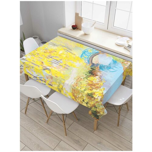 Скатерть прямоугольная JoyArty на кухонный стол "Парк с лазурной рекой" из оксфорда, 180x145 см