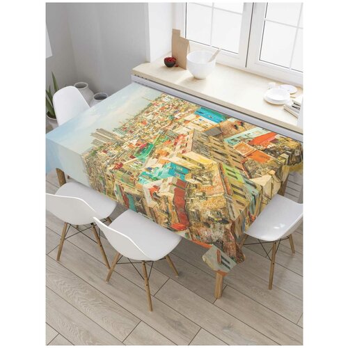 Скатерть прямоугольная JoyArty на кухонный стол "Старый город сверху" из оксфорда, 180x145 см