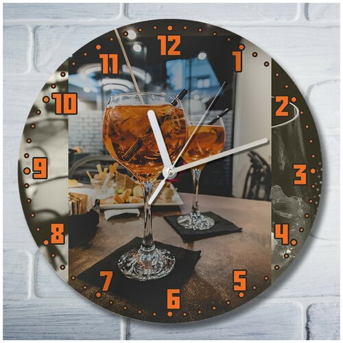 Настенные часы УФ интерьерная (кафе, алкоголь, ресторан, бар, коктейль, cocktail) - 1232