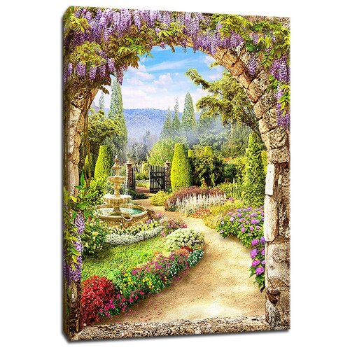 Картина Уютная стена "Арка с цветами в саду" 50х60 см