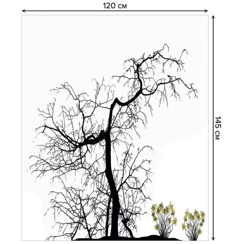 Скатерть прямоугольная JoyArty "Силуэт деревьев и цветов" из сатена, 120x145 см
