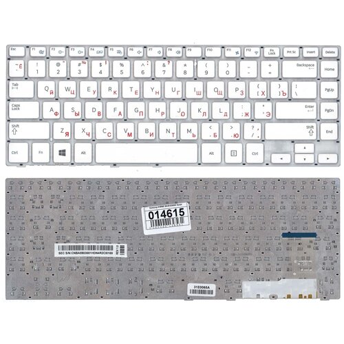 Клавиатура для ноутбука Samsumg BA75-03619C белая без рамки, плоский Enter