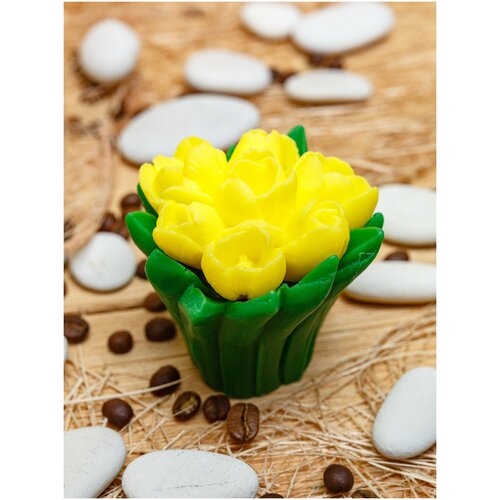 Мыло глицериновое ручной работы Букет тюльпанов "желтый ", 110 гр.