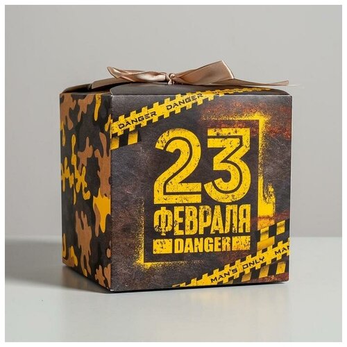 Коробка складная "С 23 февраля!", 12x12x12 см