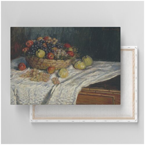 Картина на холсте с подрамником / Monet Claude - Fruit Basket with Apples and Grapes, 1879 / Клод Моне