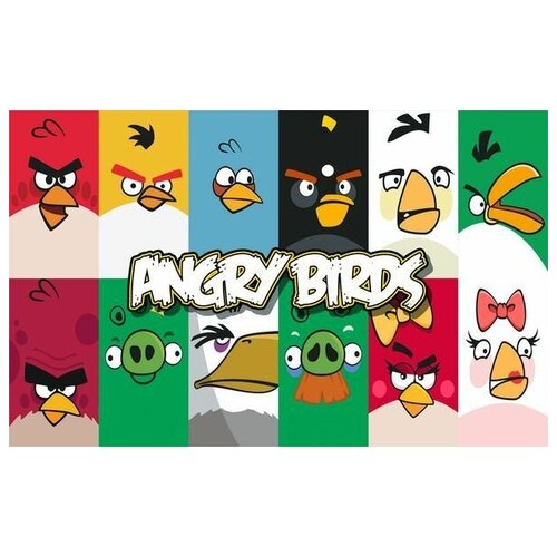 Постер на холсте Злые птицы (Angry Birds) №8 64см. x 40см.