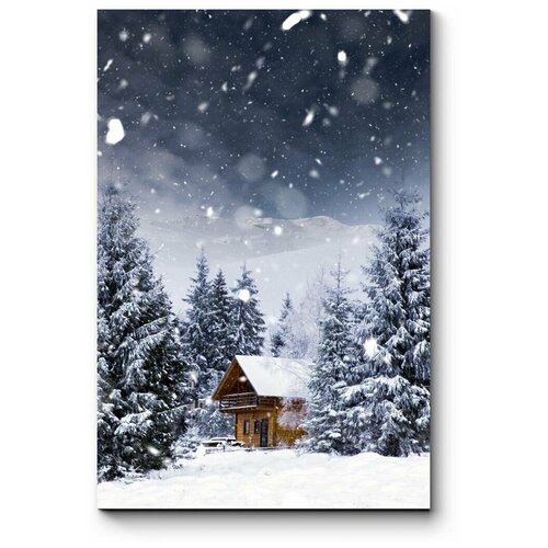 Модульная картина Сказочный дом в зимнем лесу 60x90