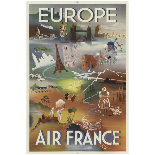 Постер / Плакат / Картина Europe - Air France 50х70 см в раме