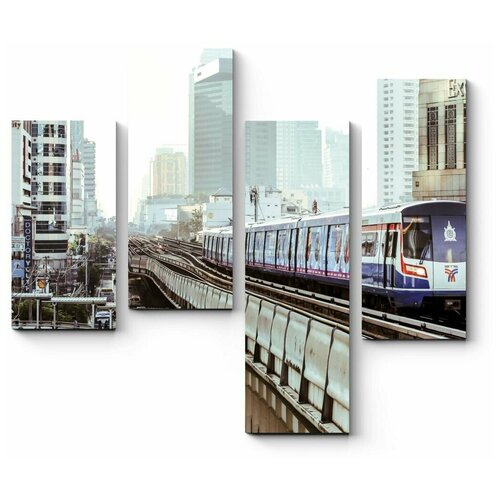Модульная картина Надземный поезд мчится в центр Бангкока114x107