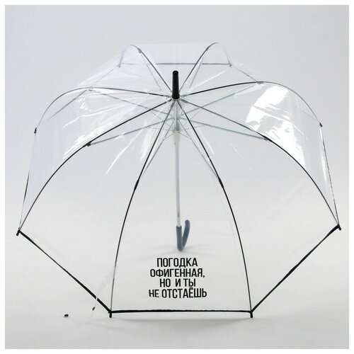 Зонт-трость Beauty Fox, полуавтомат, 3 сложения, купол 88 см, 8 спиц, прозрачный, бесцветный
