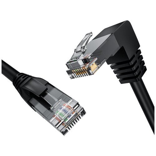 GCR Патч-корд 20.0m UTP кат.6, черный, нижний угол, литой, ethernet high speed, RJ45, T568B