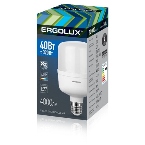 Лампа светодиодная Ergolux 14328, E27, T100, 40 Вт, 6500 К
