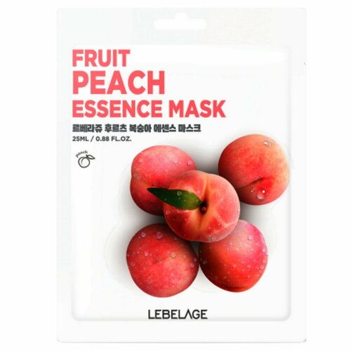 Lebelage Увлажняющая тканевая маска с персиком / Fruit Peach Essence Mask, 25 мл, 4 штуки