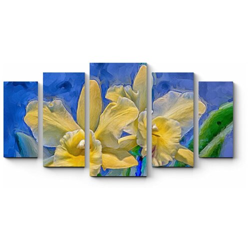 Модульная картина Нежные желтые орхидеи 160x88