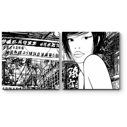 Модульная картина Красавица на оживленной улице Бангкока90x45
