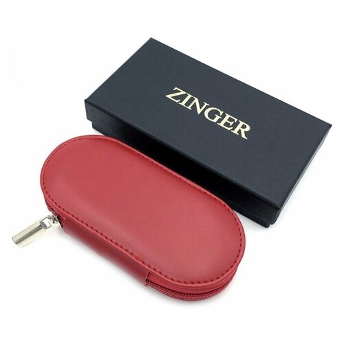 Маникюрный набор Zinger 7104 S (Красный гладкий футляр)