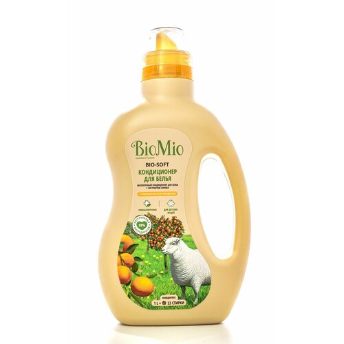 BioMio Кондиционер, ополаскиватель для белья Bio-Soft Экологичный с эфирным маслом мандарина, 1000 мл