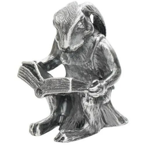 Сувенир ювелирный Серебряная статуэтка Кролик с книгой