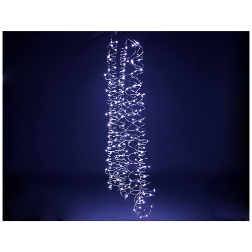 Гирлянда конский хвост, 200 холодных белых mini LED-ламп, 10*2 м+5 м, серебряный провод, уличная, Koopman International