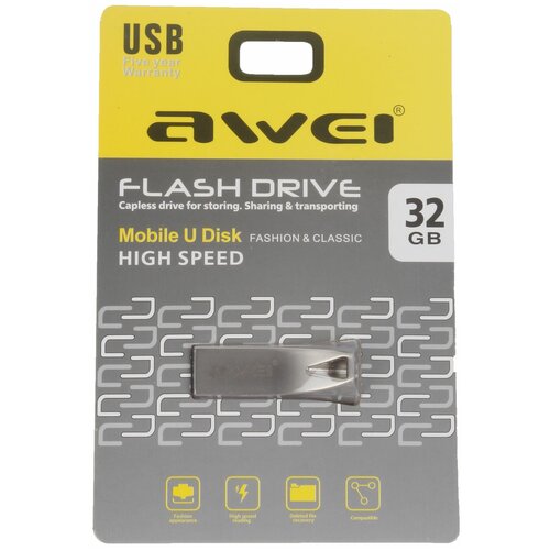 USB Флеш-накопитель Awei USB Flash Drive 32 ГБ, серебристый
