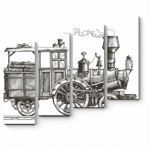 Модульная картина Старинный поезд 140x121