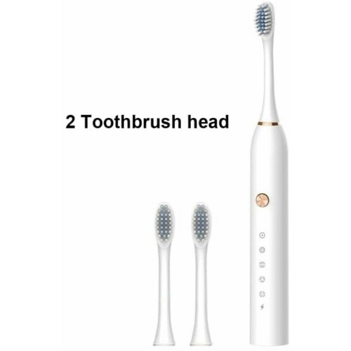 Электрическая зубная щетка SONIC+ DEEP CLEAN 5 режимов, 2 насадки, 40000 колебаний, белая/на подарок