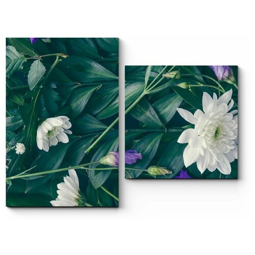 Модульная картина Белые цветы хризантем 100x75