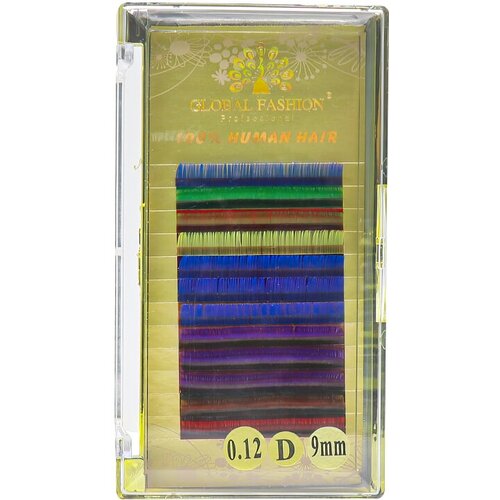 Global Fashion Ресницы цветные для наращивания / 9 мм, 0.12 мм / изгиб D