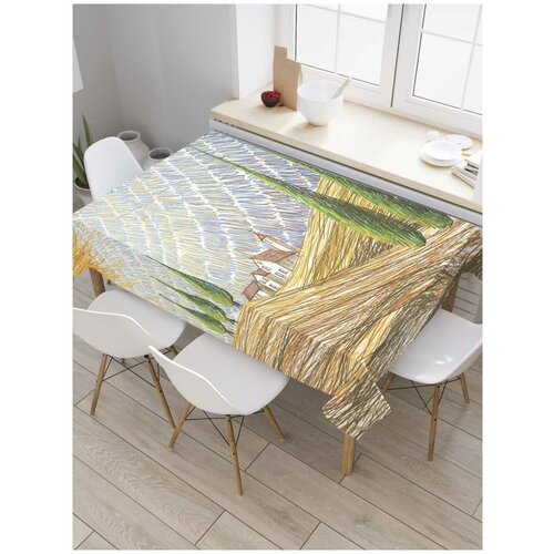 Скатерть прямоугольная JoyArty на кухонный стол "На сельских полях Европы" из оксфорда, 180x145 см