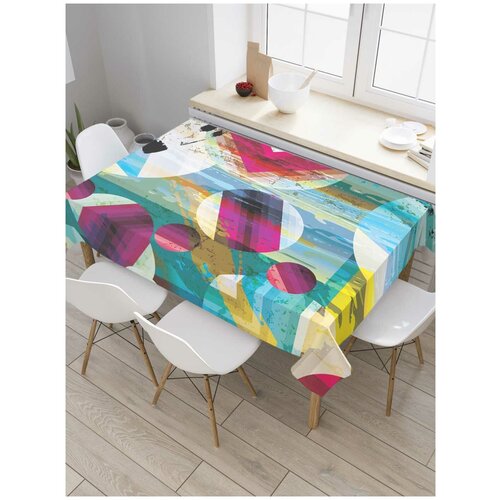 Скатерть прямоугольная JoyArty на кухонный стол "Круглая креативность" из оксфорда, 180x145 см