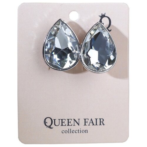 Серьги клипсы Queen Fair, стекло, белый