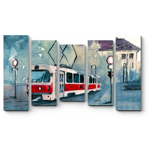 Модульная картина Акварельный трамвай160x96