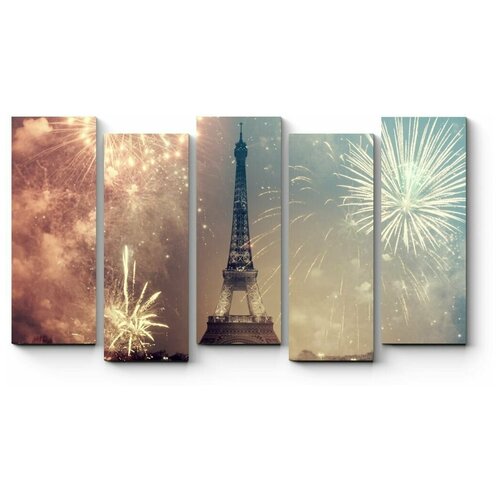 Модульная картина Новогодний фейерверк над Парижем 100x58