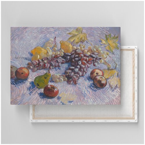 Картина на холсте с подрамником / Van Gogh / Ван Гог - Натюрморт с яблоками, грушами, лемонами и вин