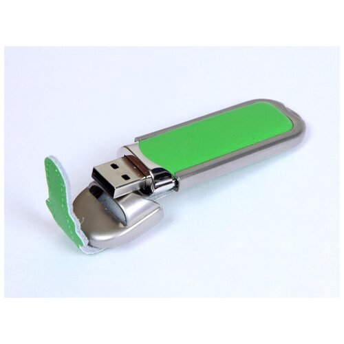 Кожаная флешка для нанесения логотипа с массивным корпусом (32 Гб / GB USB 2.0 Зеленый/Green 212 флешнакопитель под тисненение)