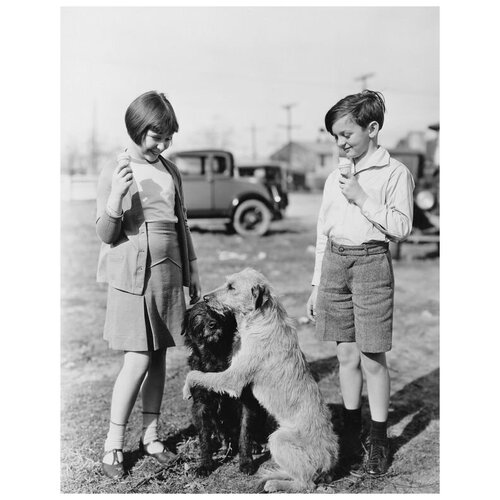 Постер на холсте Дети с собаками (Children with dogs) 50см. x 64см.