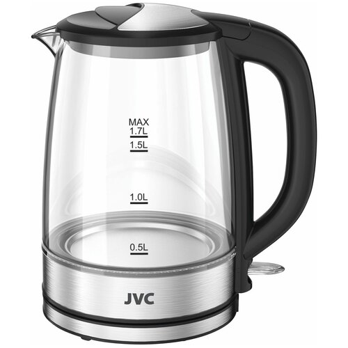 Чайник электрический JVC стеклянный 1,7 л с контроллером STRIX, фильтр от накипи, светодиодная подсветка, индикация включения, 2200 Вт