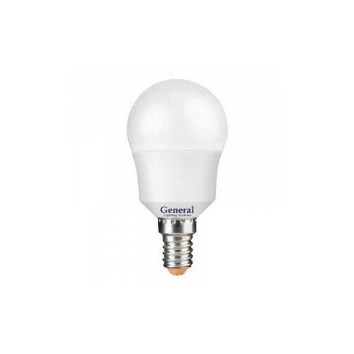 Светодиодная LED лампа General шар P45 E14 8W 6500K 6K 45x80 пластик/алюмин. 641100 (упаковка 10 штук)