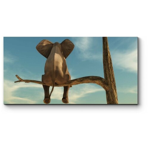 Модульная картина Слон любуется на облака 90x45