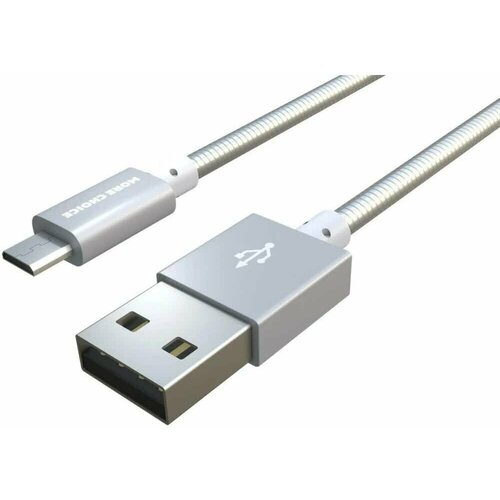 Дата-кабель More choice USB 2.1A для micro USB K31m металл 1м (Silver)