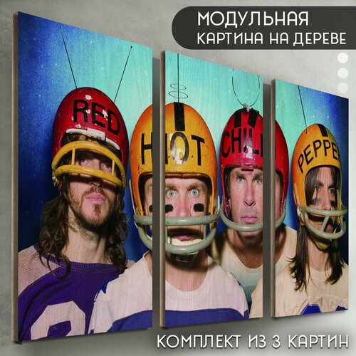 Модульная картина на дереве "RHCP (Red Hot Chili Peppers, music, rock, рок, Красные острые перцы чили, Энтони Кидис, Alternative) - 6529"