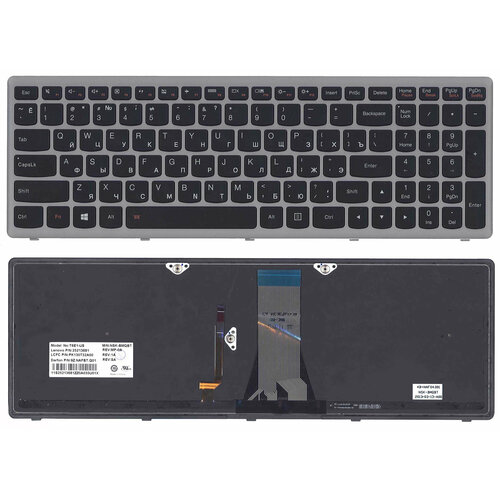 Клавиатура для ноутбука Lenovo 9Z. NAFBQ. G21 черная с подсветкой c серебристой рамкой
