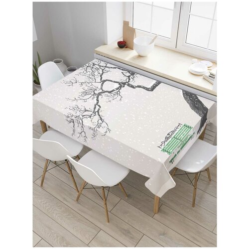 Скатерть прямоугольная JoyArty на кухонный стол "Снег пришел" из оксфорда, 120x145 см